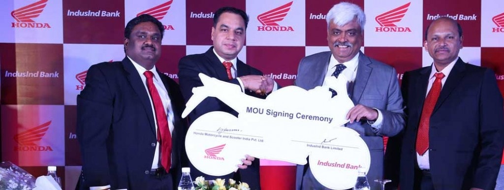 Honda inks national 2Wheeler retail finance MoU with IndusInd Bank Ltd.